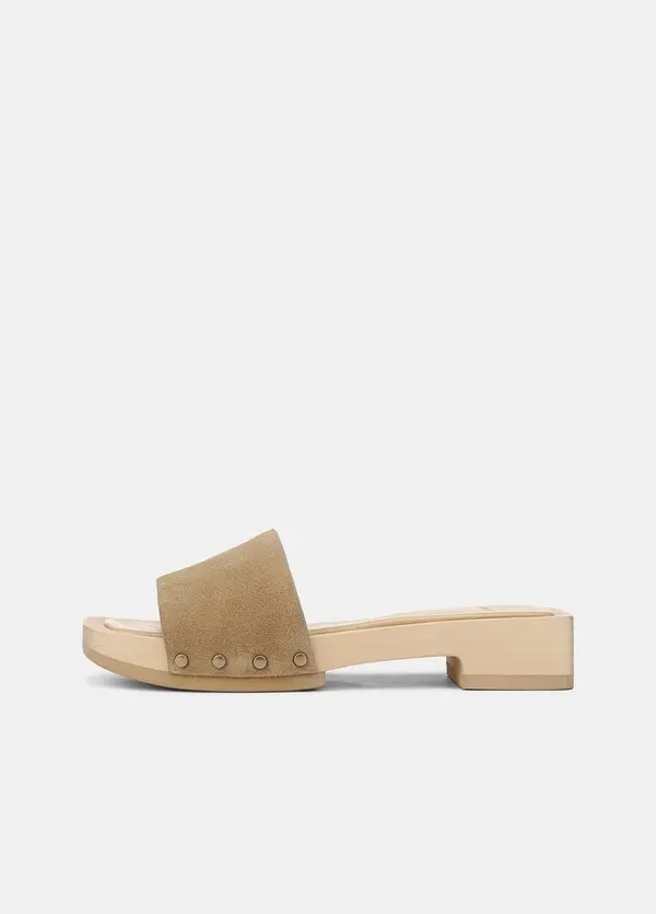 Vince Barbara Suede Slide Sandal - Wheat