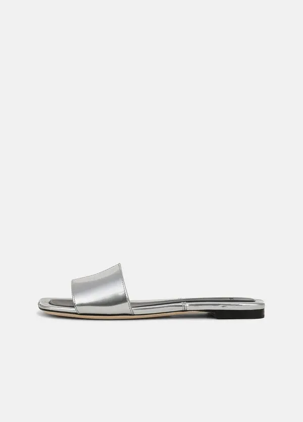 Vince Valeria Metallic Leather Slide Sandals - Silver