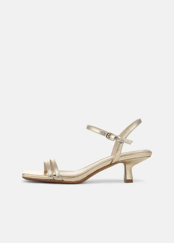 Vince Tilda Metallic Leather Heeled Sandal - Champagne