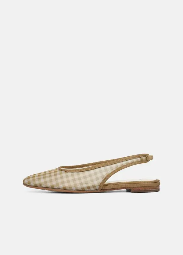 Vince Daphne Gingham Slingback Flat - Desert Sand