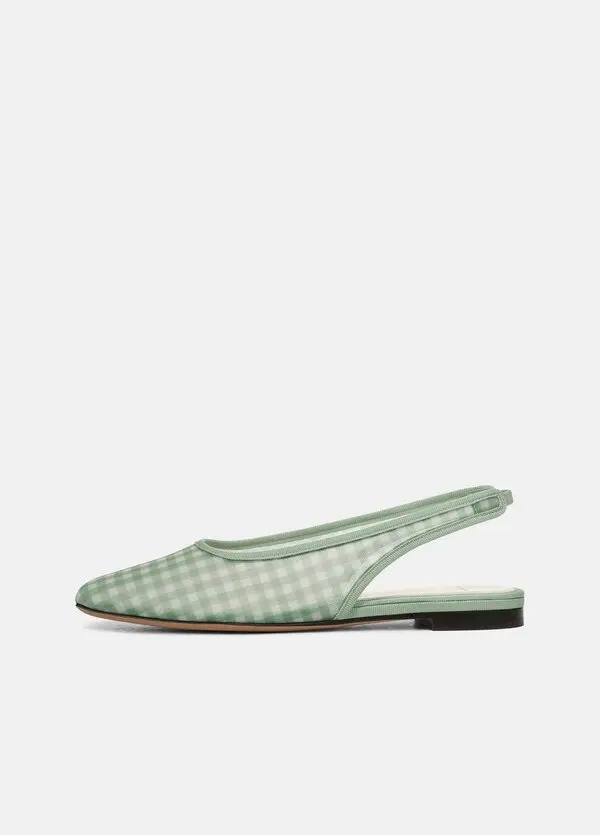 Vince Daphne Gingham Slingback Flat - Pistachio