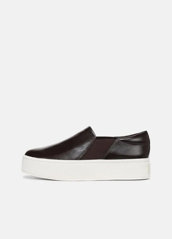 Vince Warren Leather Platform Slip-on Sneakers - Ganache
