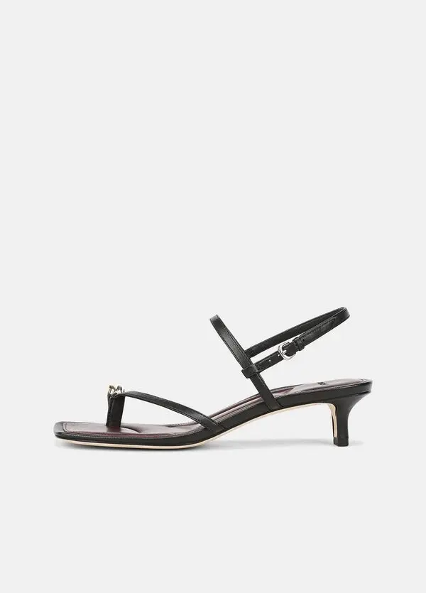Vince Polli Leather Heeled Toe-ring Sandal - Black