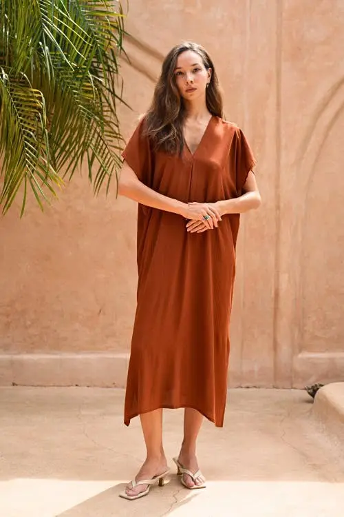 Pink Haley Gina Breezy Crinkle Kaftan Dress