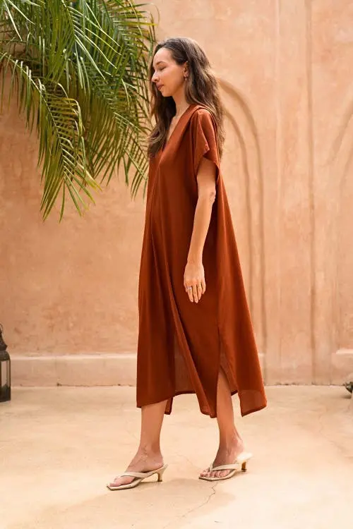 Pink Haley Gina Breezy Crinkle Kaftan Dress