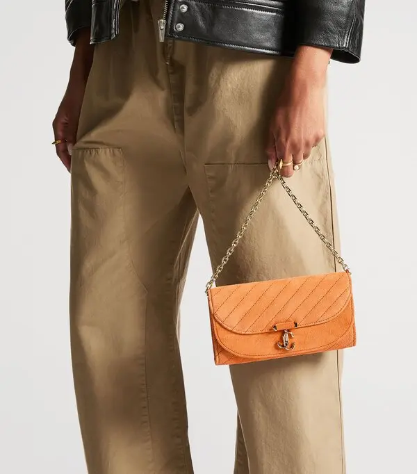 JIMMY CHOO Curve Leather Chain Wallet - Orange