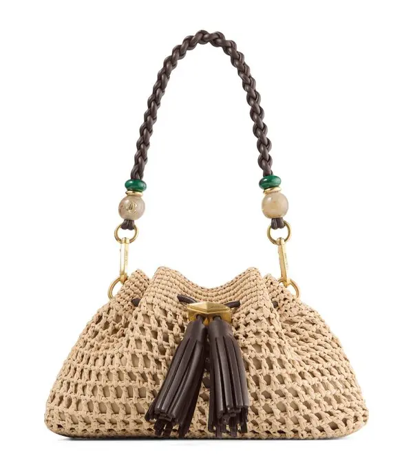 JIMMY CHOO Small Raffia Shoulder Bag