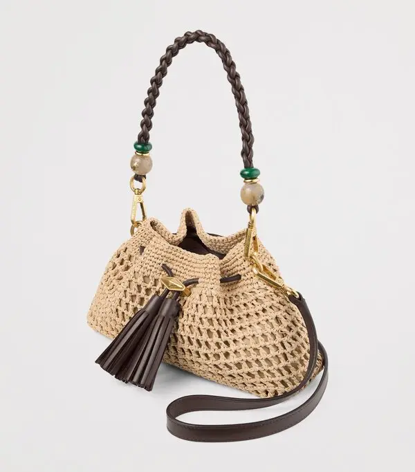 JIMMY CHOO Small Raffia Shoulder Bag