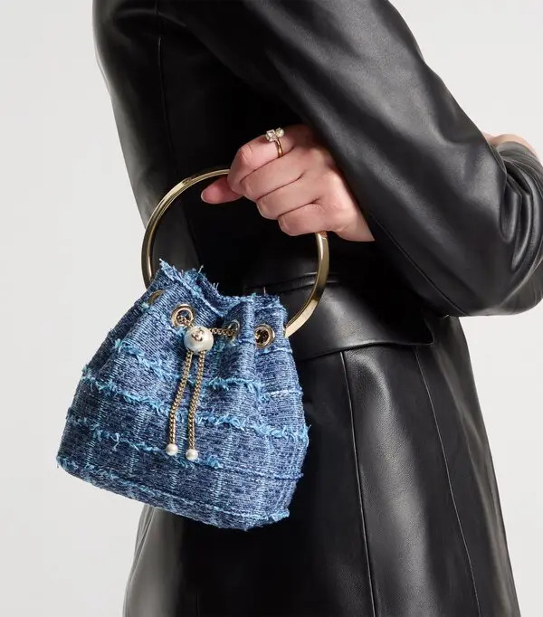 JIMMY CHOO Bon Bon Denim Top Handle Bag