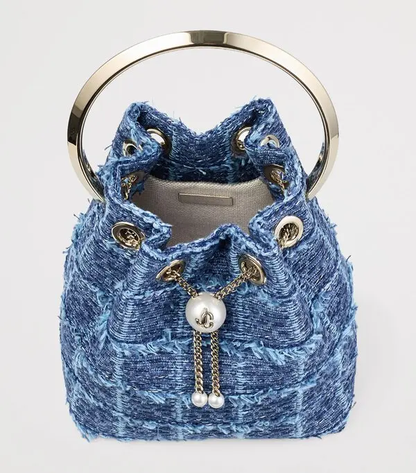JIMMY CHOO Bon Bon Denim Top Handle Bag