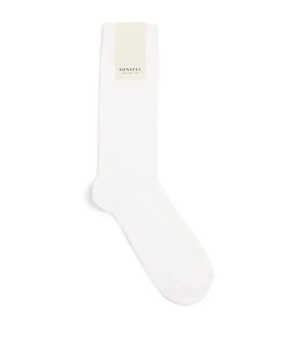 Sunspel Egyptian Cotton-blend Socks - White