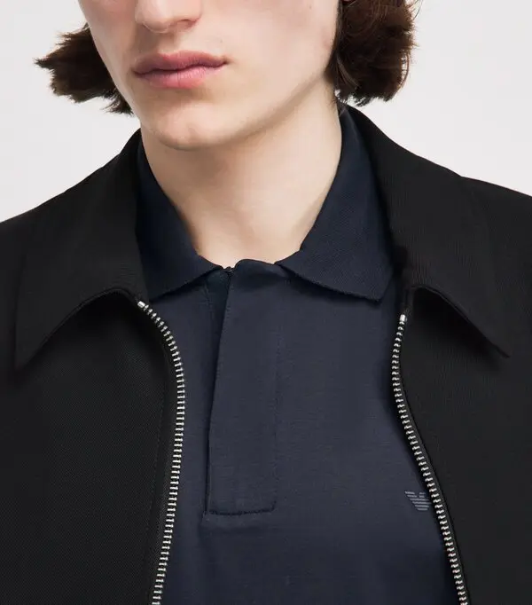 Emporio Armani Concealed-placket Logo Polo Shirt - Blue