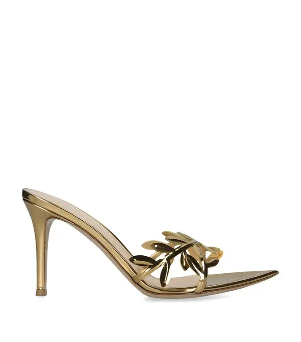 GIANVITO ROSSI Tone Leather Flavia 85 Heeled Mules - Gold