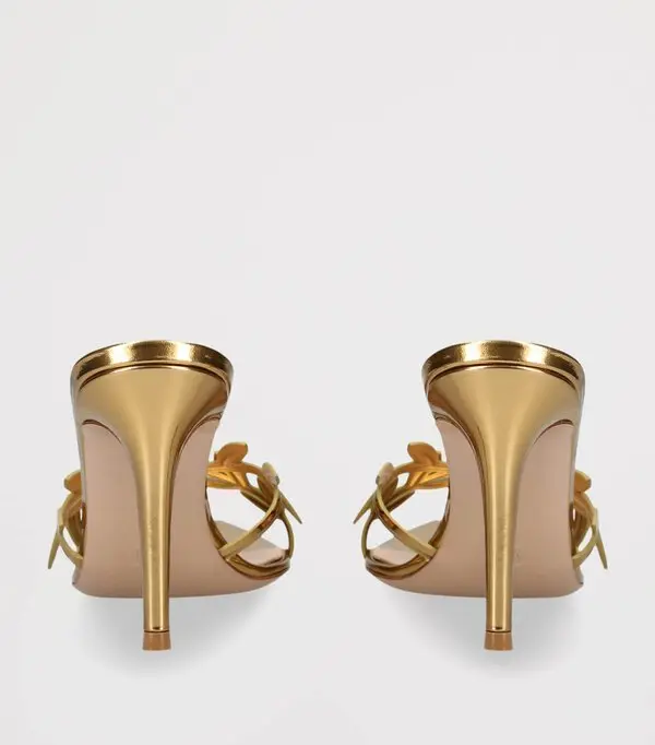 GIANVITO ROSSI Tone Leather Flavia 85 Heeled Mules - Gold