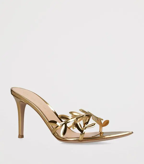 GIANVITO ROSSI Tone Leather Flavia 85 Heeled Mules - Gold