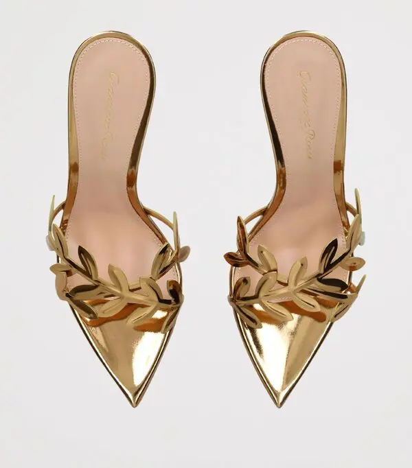 GIANVITO ROSSI Tone Leather Flavia 85 Heeled Mules - Gold