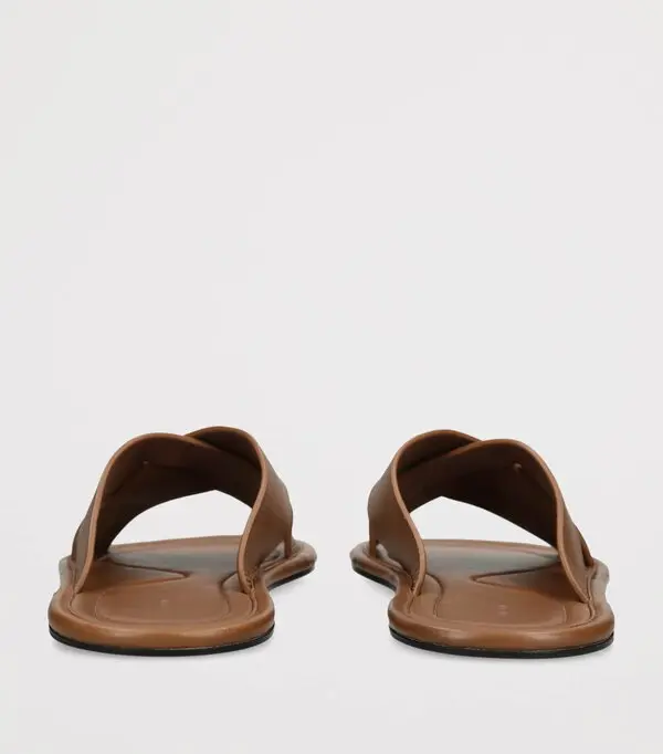 THE ROW Malick Crossover Leather Sandals - Beige