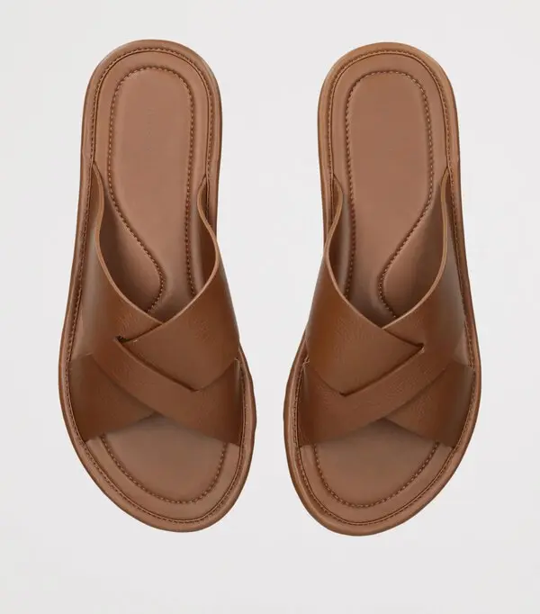 THE ROW Malick Crossover Leather Sandals - Beige