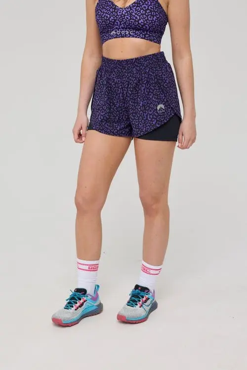 OOSC Elite 2-in-1 Activewear Shorts - Purple Leopard