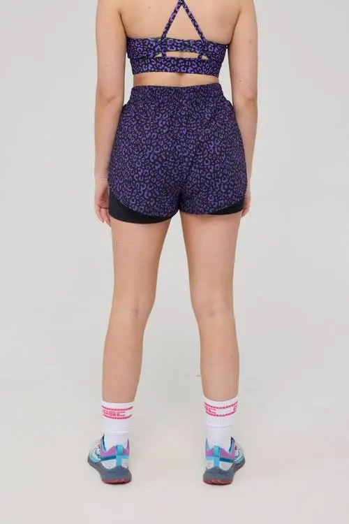 OOSC Elite 2-in-1 Activewear Shorts - Purple Leopard