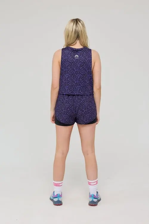 OOSC Elite 2-in-1 Activewear Shorts - Purple Leopard