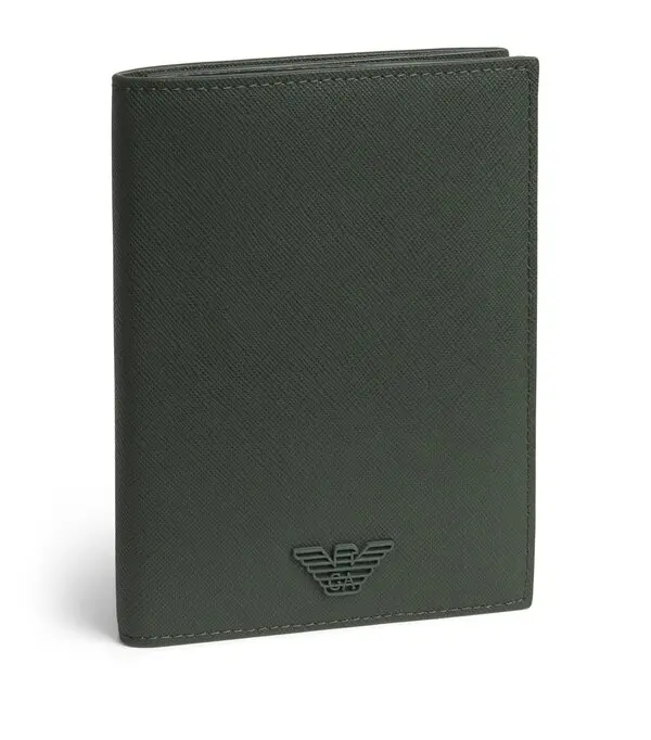 Emporio Armani Saffiano Leather Passport Holder - Green