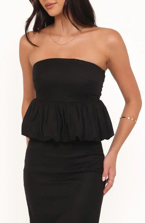 PETAL & PUP Ursa Peplum Strapless Top - Black