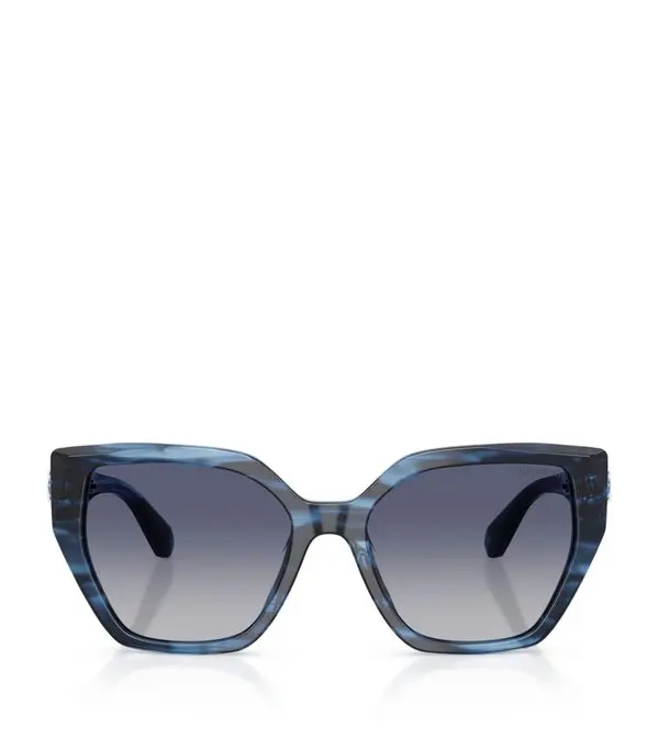 SWAROVSKI Sk6044u Irregular Sunglasses With Crystal Embellishments - Blue