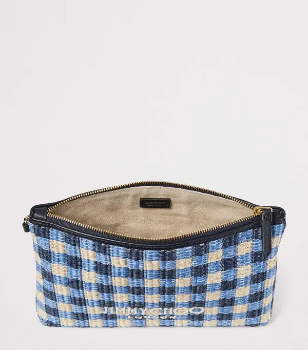 JIMMY CHOO Raffia Gingham Pouch