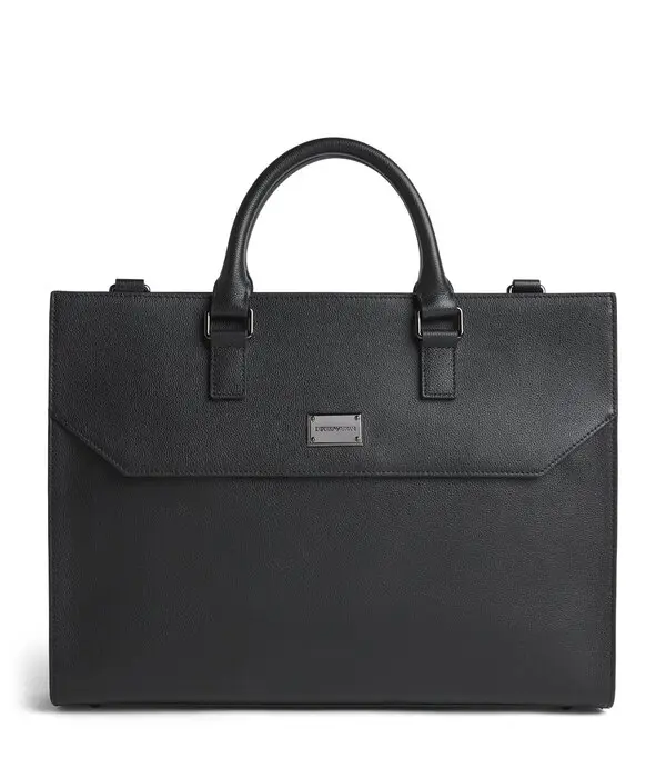 Emporio Armani Tumbled Leather Briefcase - Black
