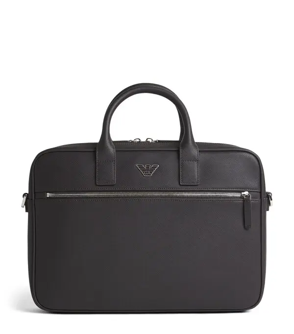 Emporio Armani Saffiano Leather Briefcase - Black