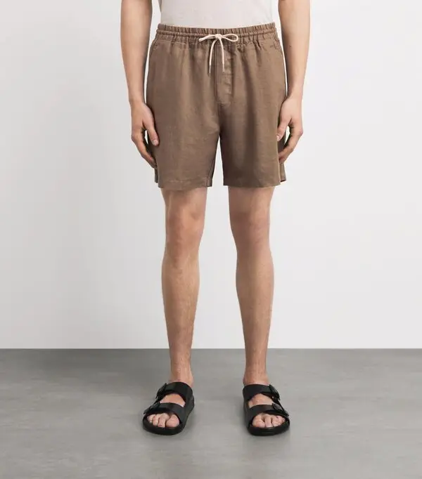 NN.07 Gregor Linen Drawstring Shorts - Brown