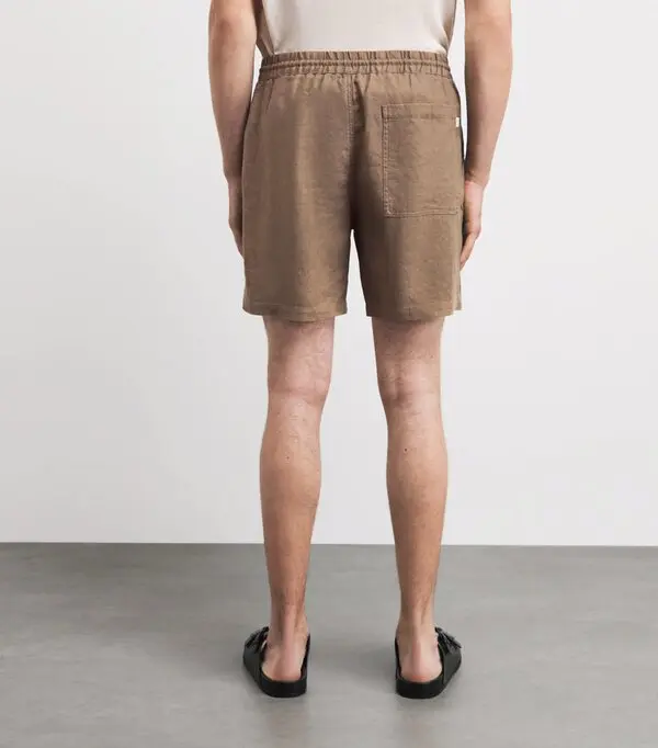 NN.07 Gregor Linen Drawstring Shorts - Brown