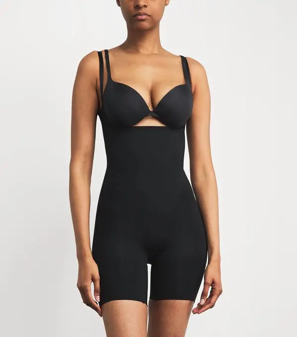Spanx Sculpt Gofigure Open-bust Mid-thigh Bodysuit - Black