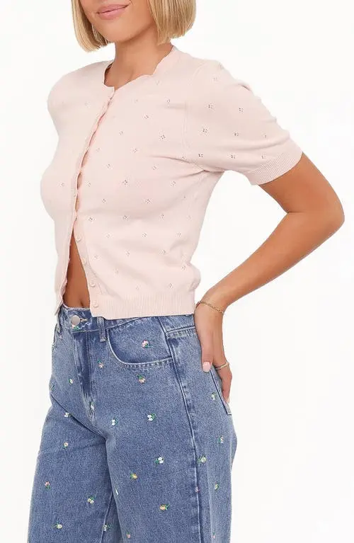 PETAL & PUP Monae Pointelle Knit Button-up Top