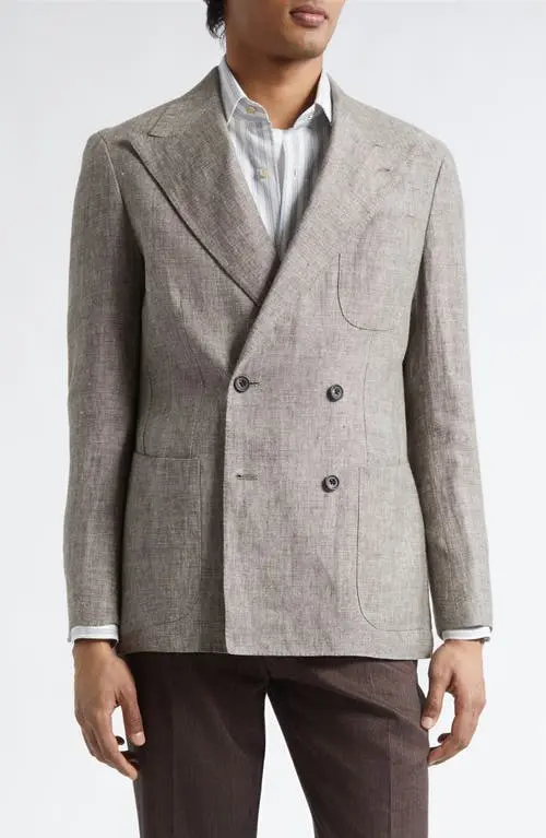 J. MUESER Waverly Double Breasted Linen Blazer