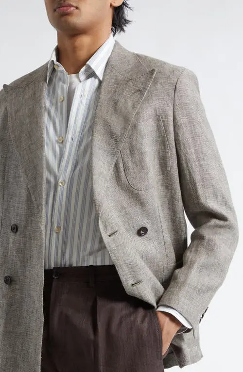 J. MUESER Waverly Double Breasted Linen Blazer
