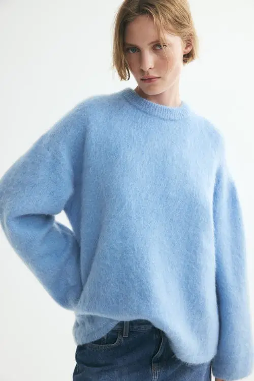 H&M Oversized Mohair-blend Jumper - Light Blue