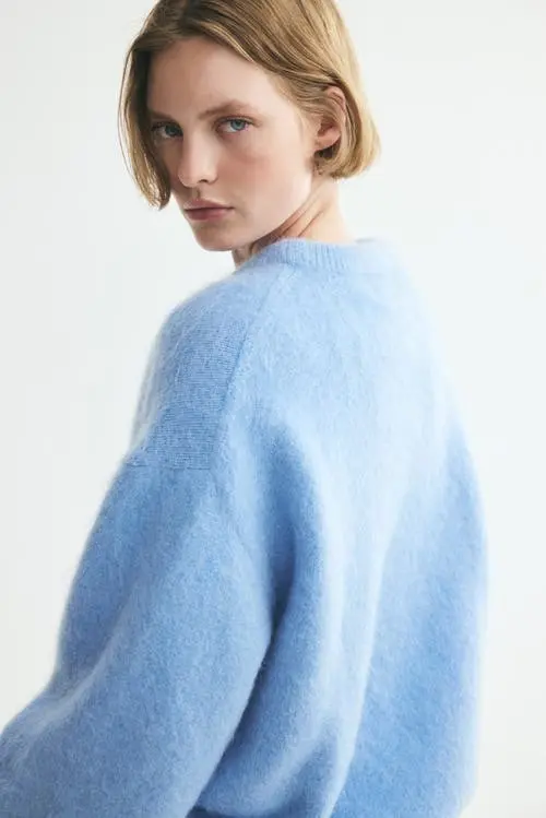 H&M Oversized Mohair-blend Jumper - Light Blue