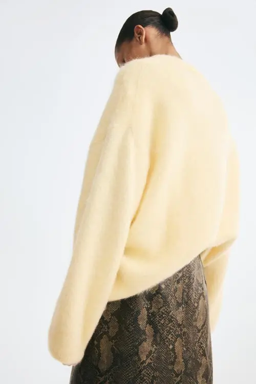 H&M Oversized Mohair-blend Jumper - Light Yellow