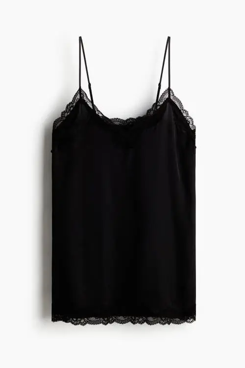 H&m Lace-trimmed Satin Nightslip