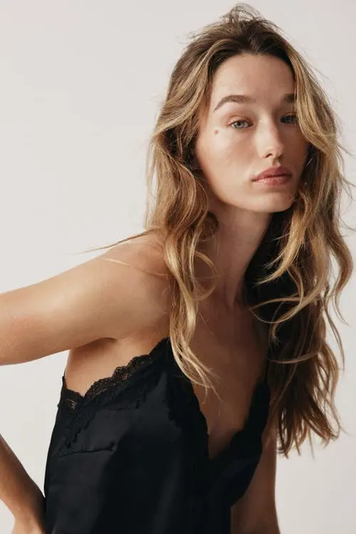 H&m Lace-trimmed Satin Nightslip