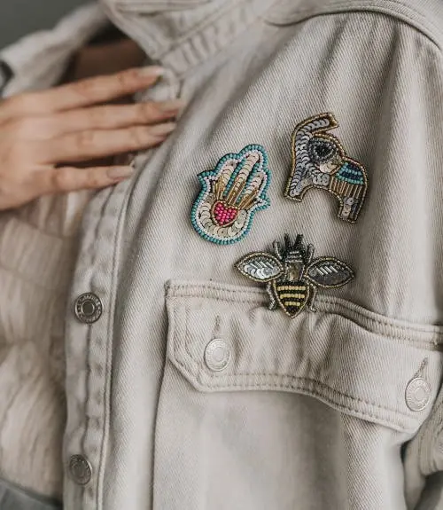 MATR BOOMIE Beaded Bee Brooch Pin