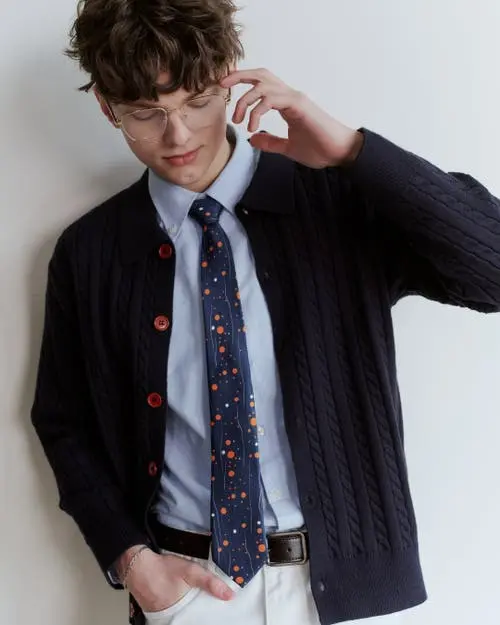 KNOTTERY & CO Constellation Dots Silk Neck Tie