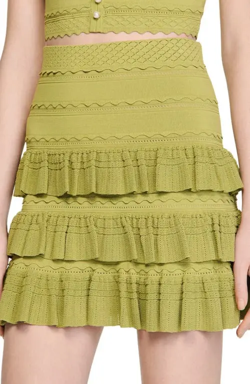 Sandro Decorative Knit Ruffled Mini Skirt