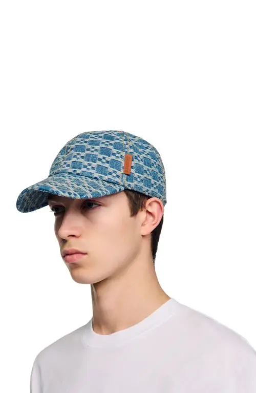 Sandro Denim Cap With Cross Motif - Blue