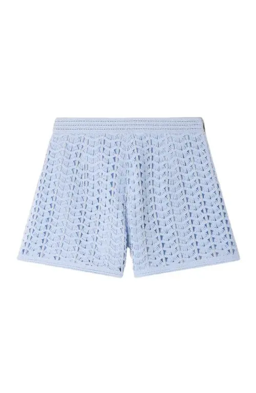 Sandro High-waisted Beaded Crochet Hotpants - Sky Blue