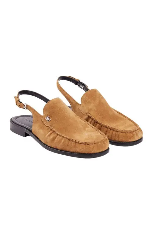 Sandro Suede Slingback Loafers - Beige