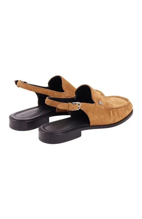 Sandro Suede Slingback Loafers - Beige