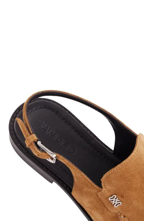 Sandro Suede Slingback Loafers - Beige